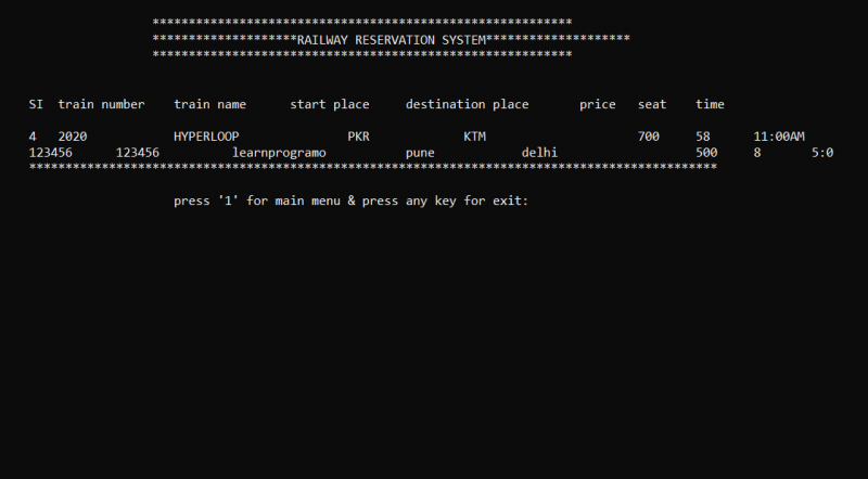 Railway Reservation System Project in C++ [Download With Source Code]
